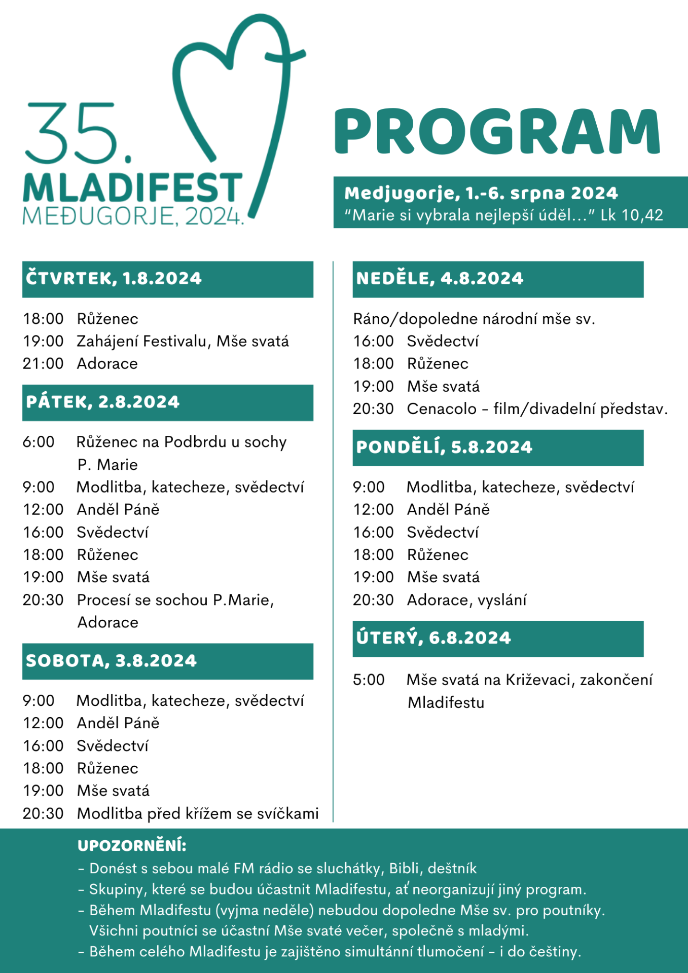 Zveřejněn program letošního MLADIFESTU! :: Centrum Medjugorje, z.s.